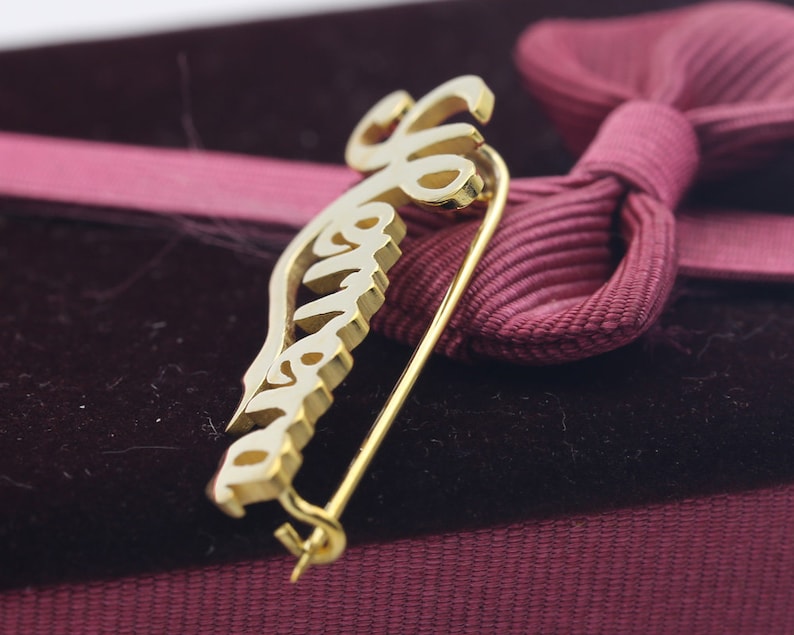 Gold Custom Name Pin, Name Cut Out Brooch,personalized Nameplate Pin ...