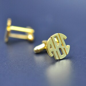 Gold Monogram Cufflink, Block Monogram Cuff Link, Personalized Men ...