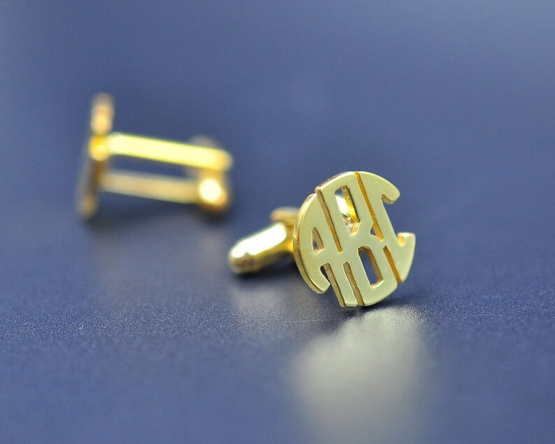 Gold Monogram Cufflink, Block Monogram Cuff Link, Personalized Men ...
