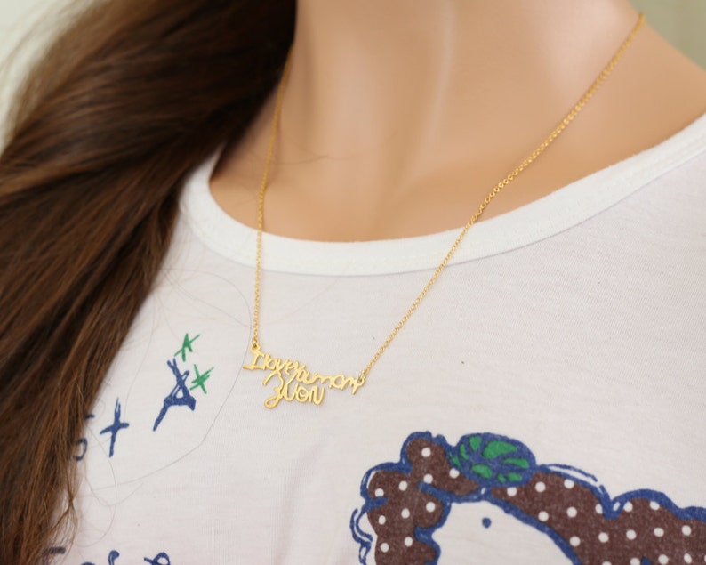Hand Cut Hand Written Necklace, Custom Word Pendant, Personalized ...