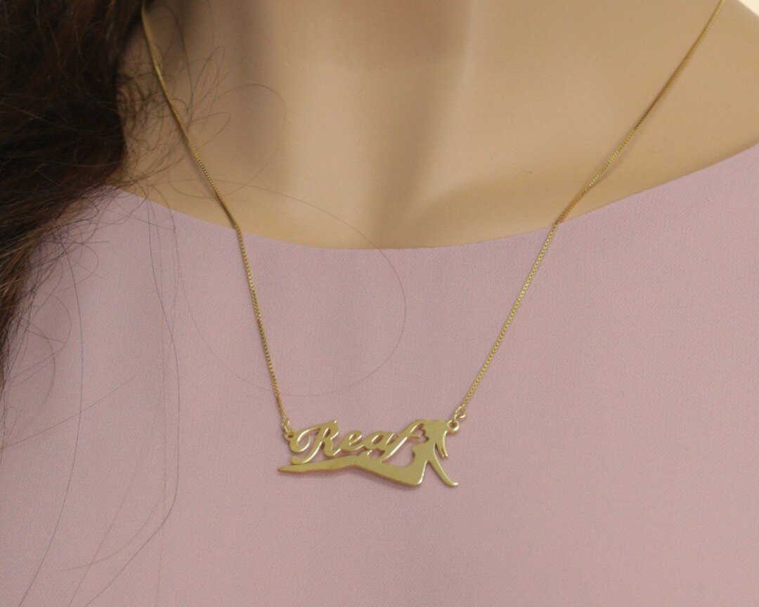 Gold Sexy Women Necklace With Name, Box Chain With Customized Name ...