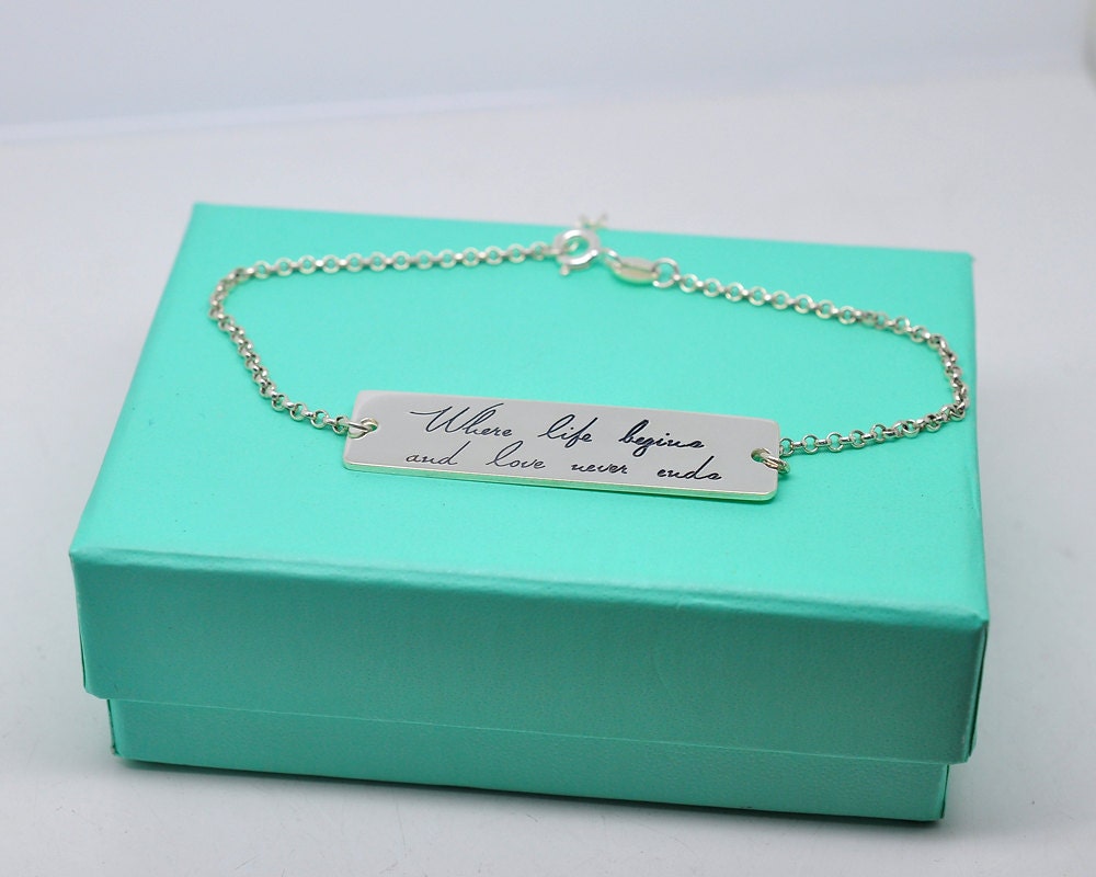 Personalized Signature Engraved Bracelet, Custom Handwriting Name Tag ...