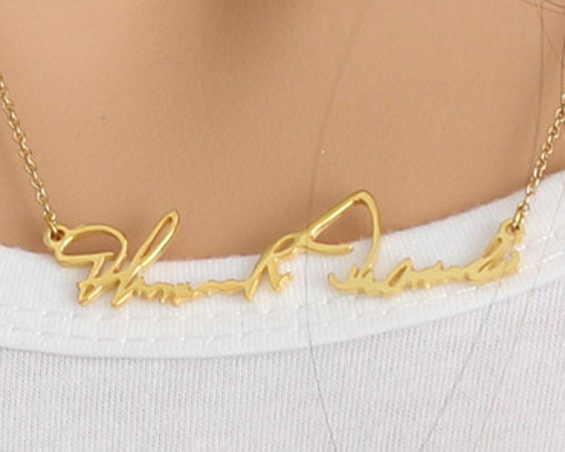 Gold Signature Necklace, Cut Hand Written Name Necklace, Custom ...