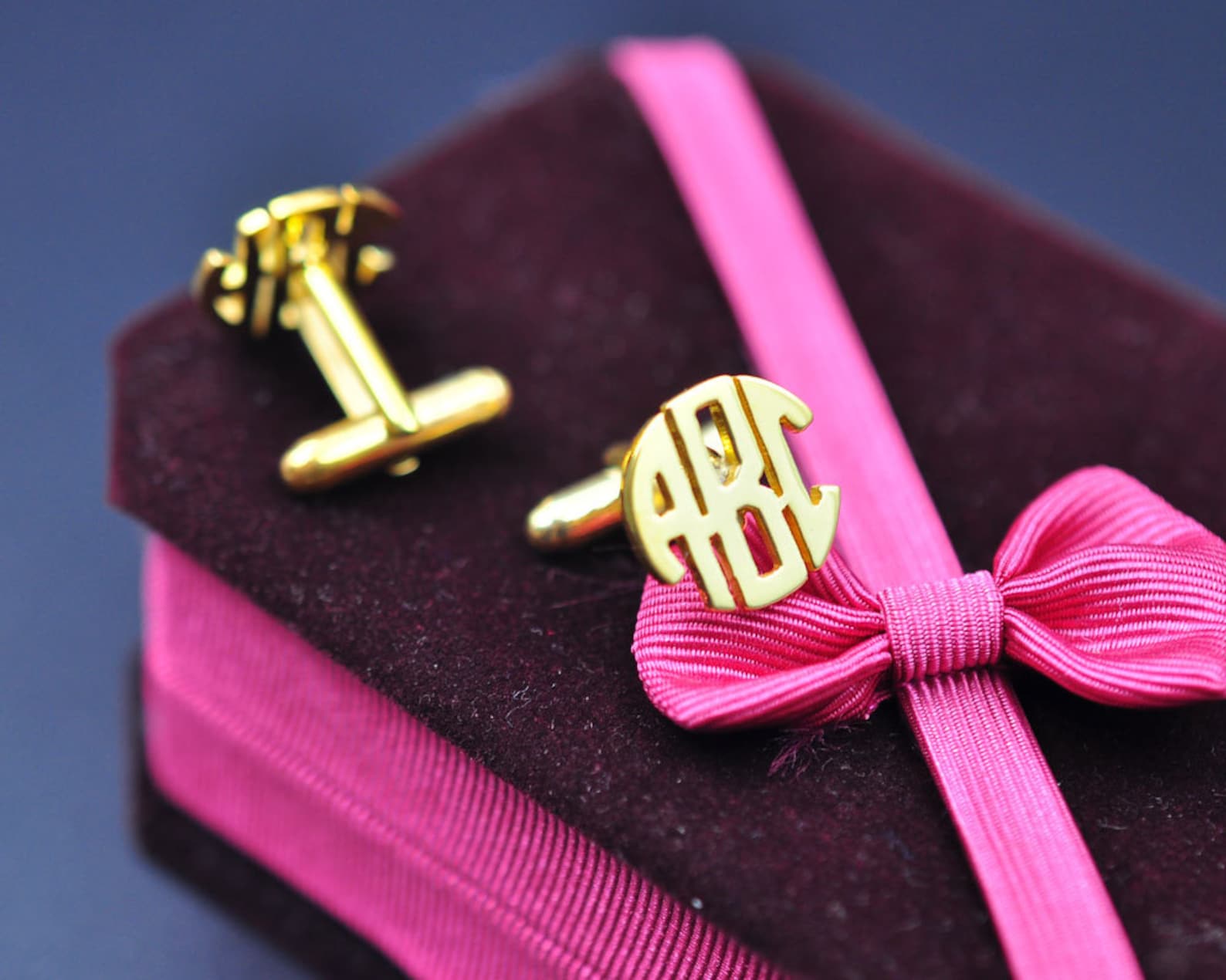 Gold Monogram Cufflink, Block Monogram Cuff Link, Personalized Men ...