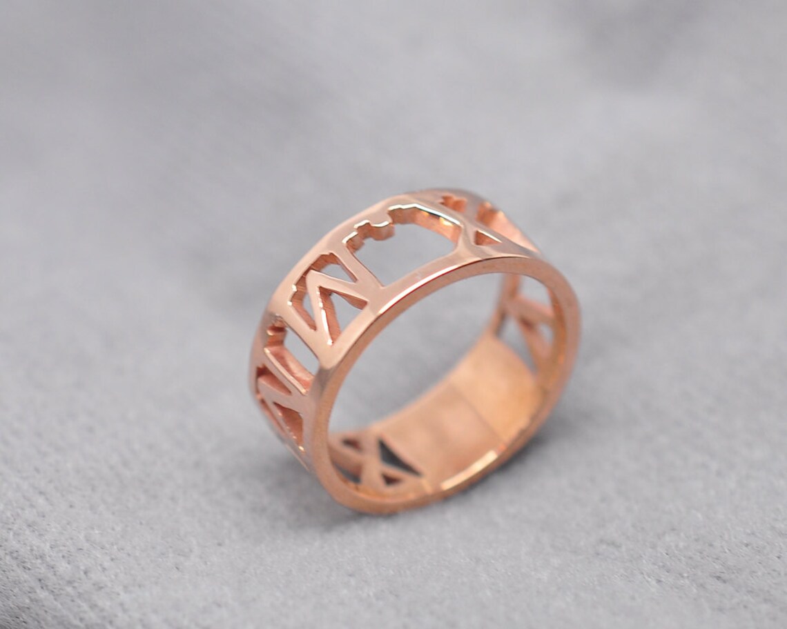 Sterling Roman Numberal Ring, Custom Date Band, Personalized Roman ...