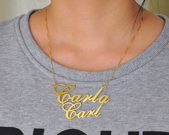 2.8 Custom Big Statement Necklace Gold Name Necklace | Etsy