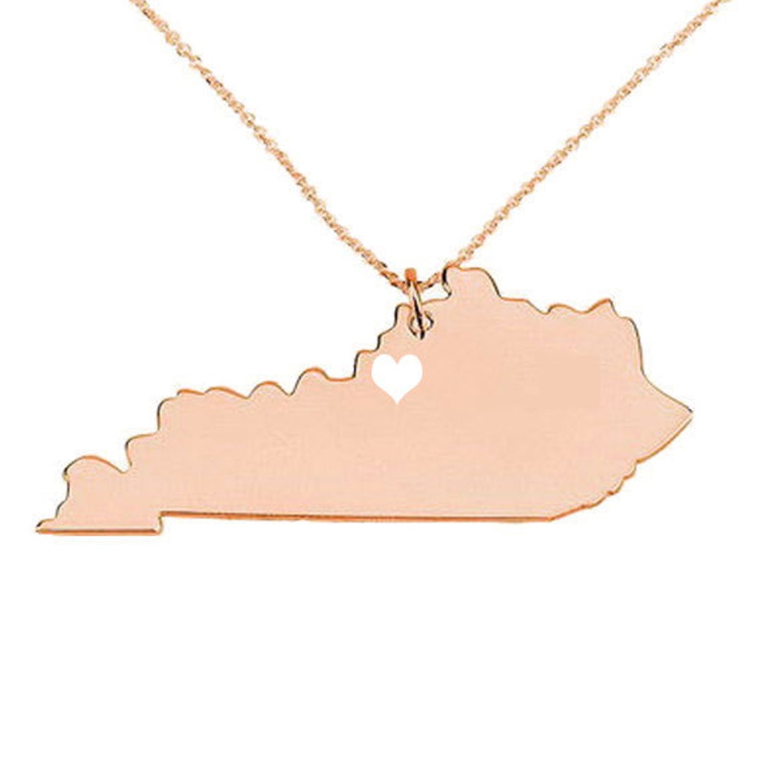 Kentucky State Necklace KY State Charm Necklace State Shaped Necklace ...