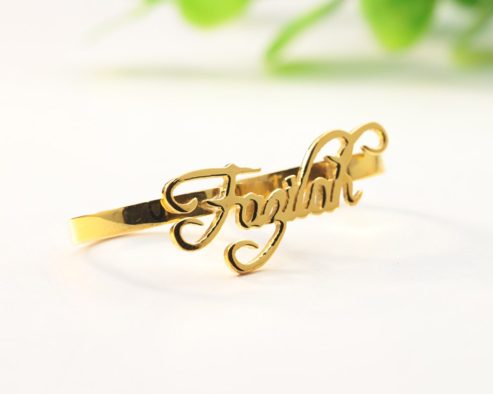 Gold Double Finger Ring Custom Name Ring Personalized | Etsy