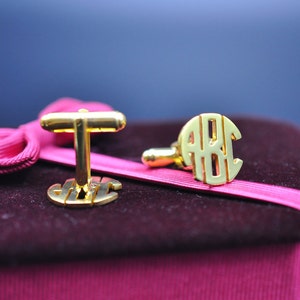 Gold Monogram Cufflink, Block Monogram Cuff Link, Personalized Men ...