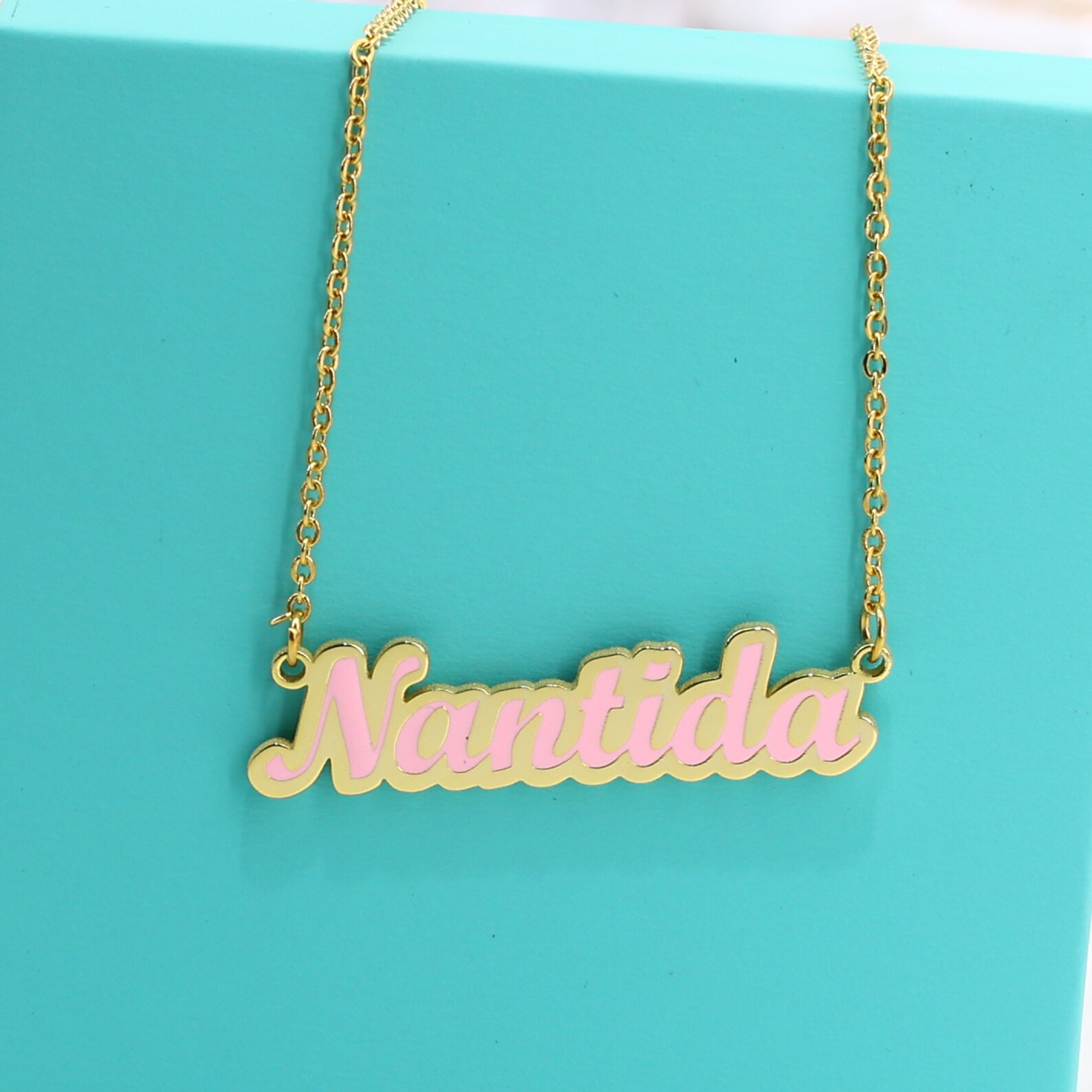 Custom Enamel Name Necklace, Personalized Kids Jewelry Necklaces ...