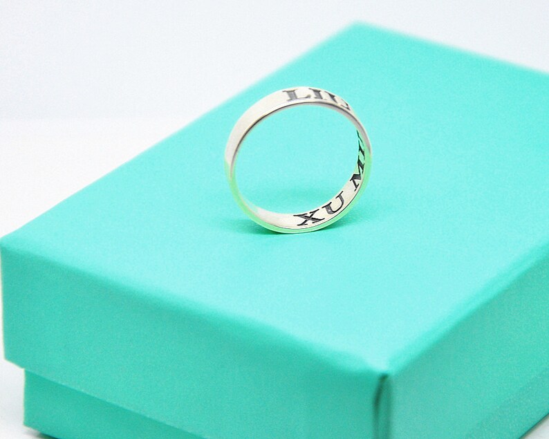 Engraved Ring, Inside Outside Personalized Name, Sterling Silver, Hand ...