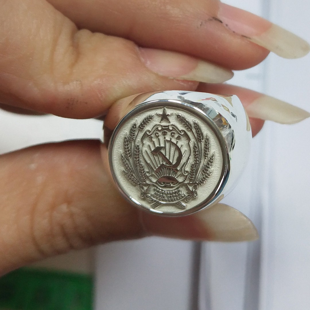 Custom Initial Signet Ring, Design Engraved Logo Ring, Sterling Silver ...