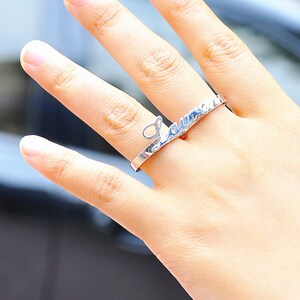 Two Finger Name Ring, Personalized Nameplate Double Ring, Silver Cut ...