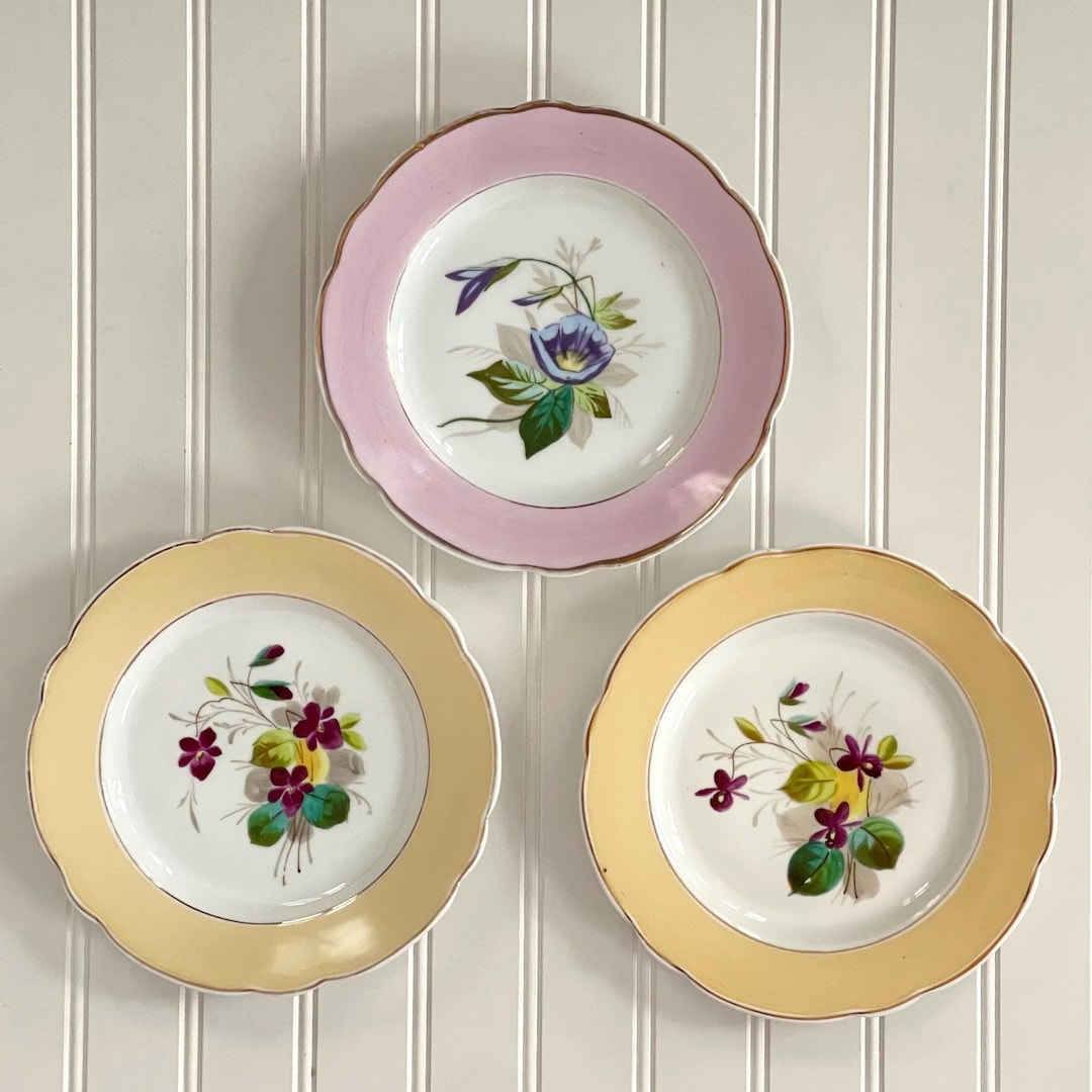 Vintage Hand Painted Floral Plate Wall- Violets & Morning Glories ...