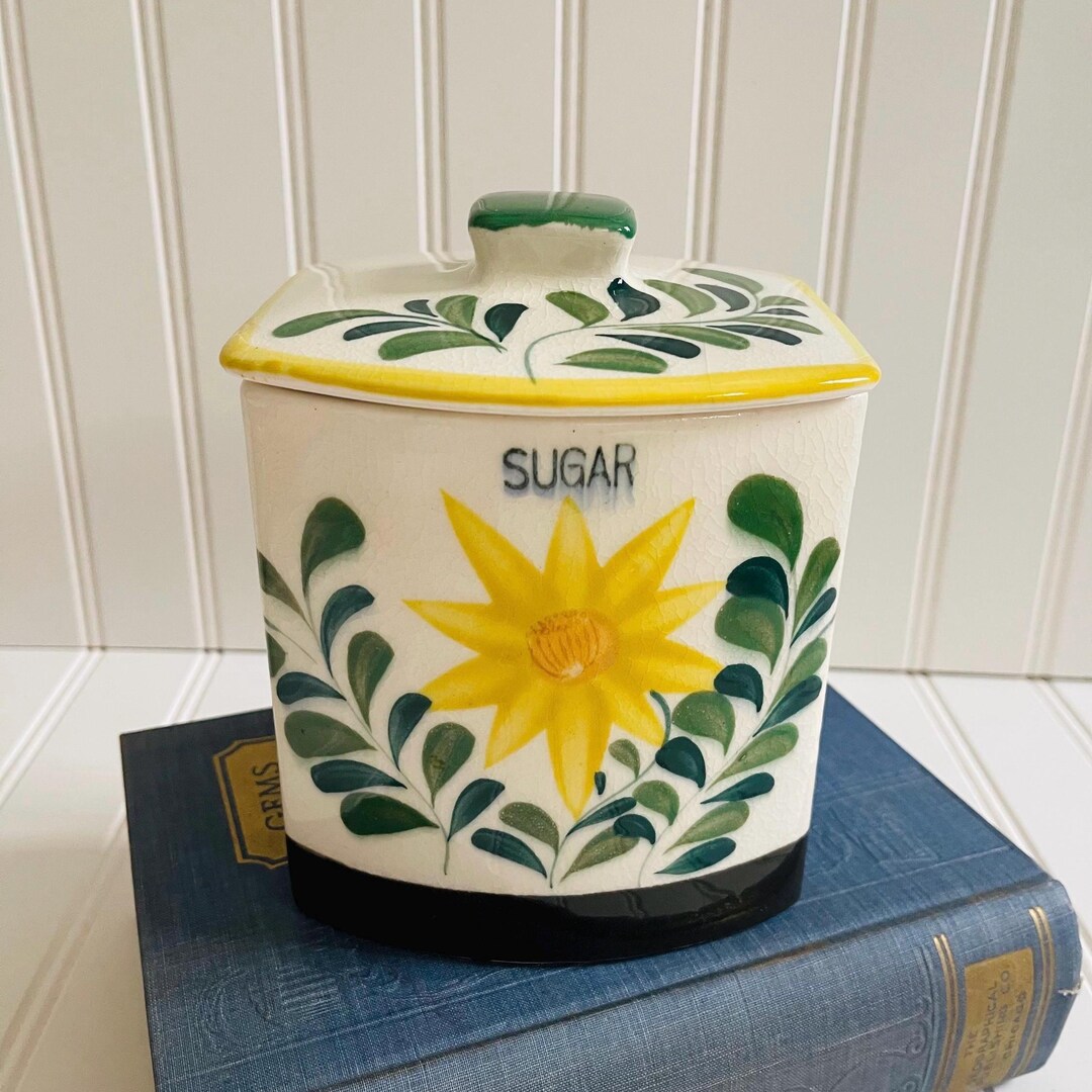 Nasco Vintage Daisy Sugar Canister Spice Jar Hand Painted Made in Japan ...