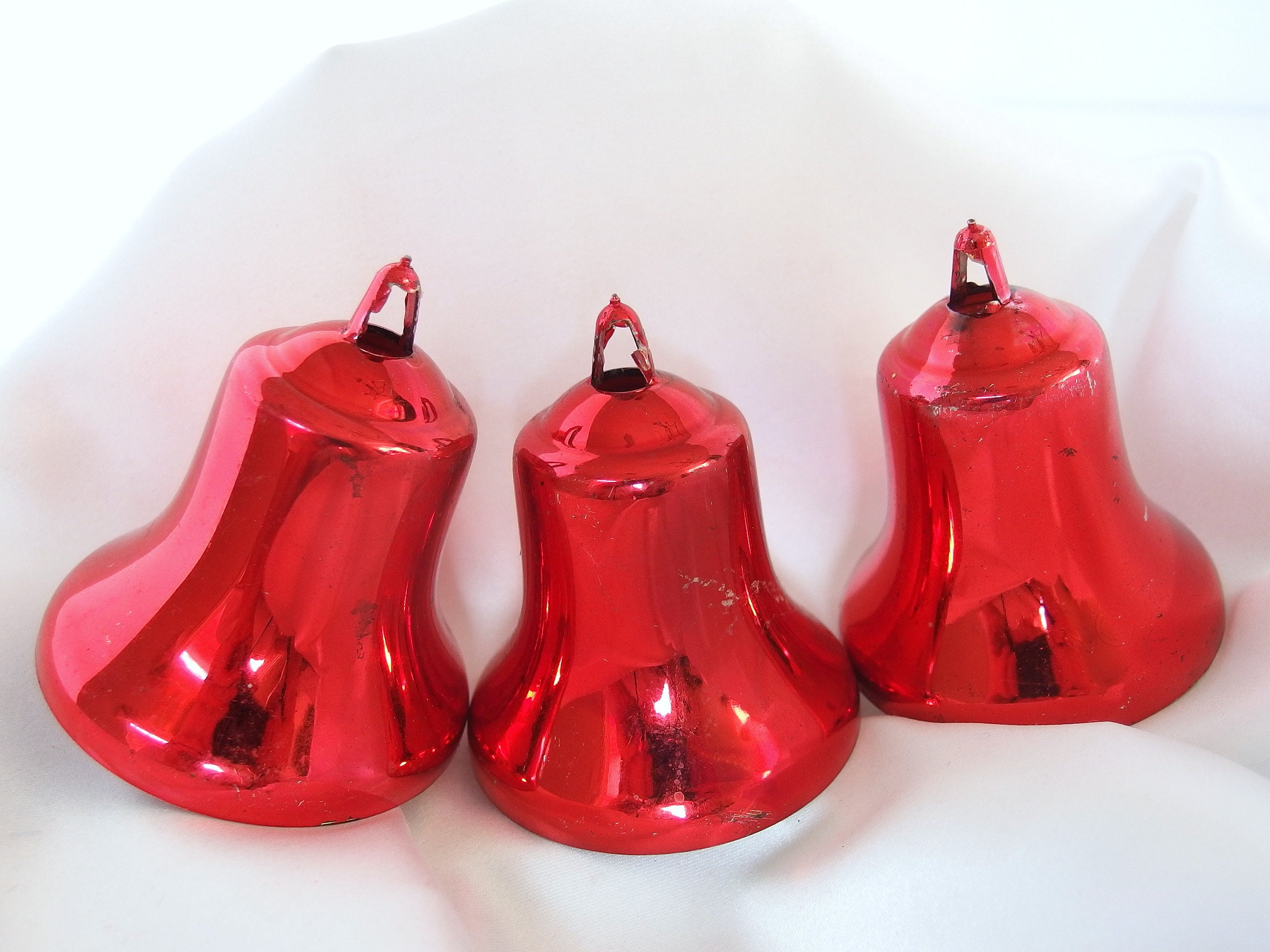 Vintage Plastic Christmas Ornaments 3 Large Red Bell | Etsy