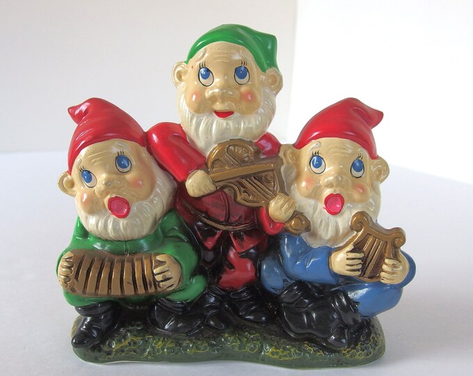 Vintage Elf Music Box, Hand Painted Ceramic Figurine Plays Jingle Bells ...