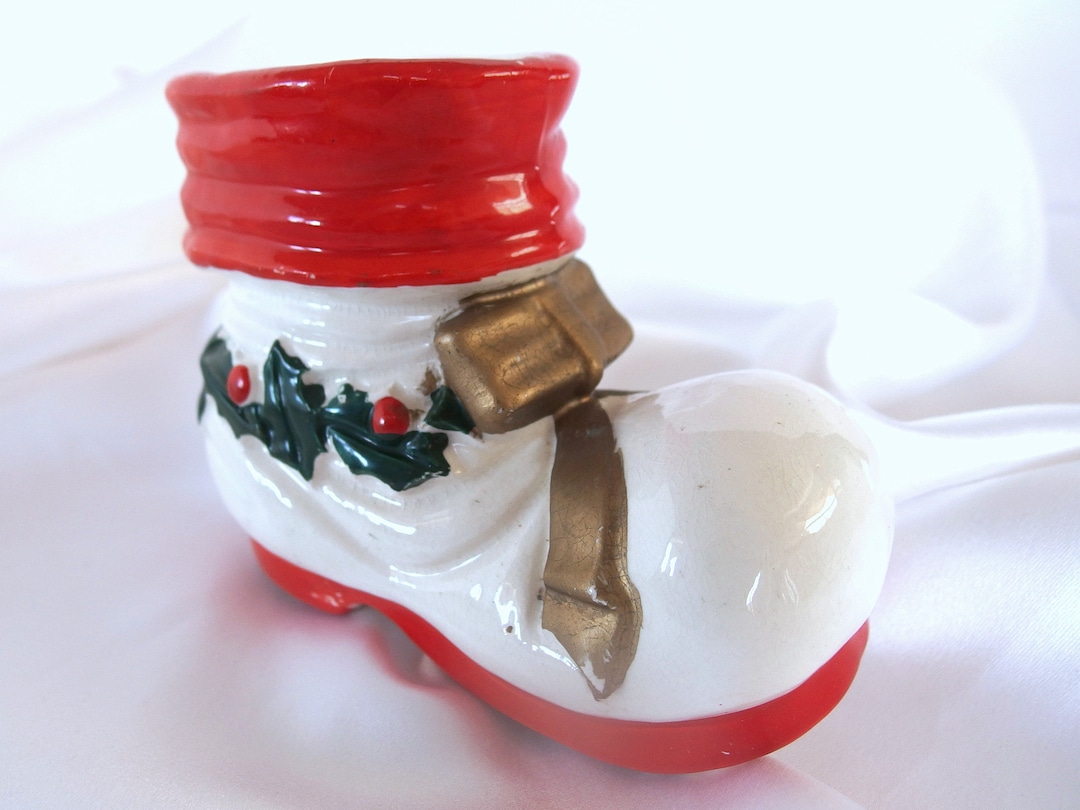 Large White Santa Boot, Ceramic Christmas Decoration - Etsy