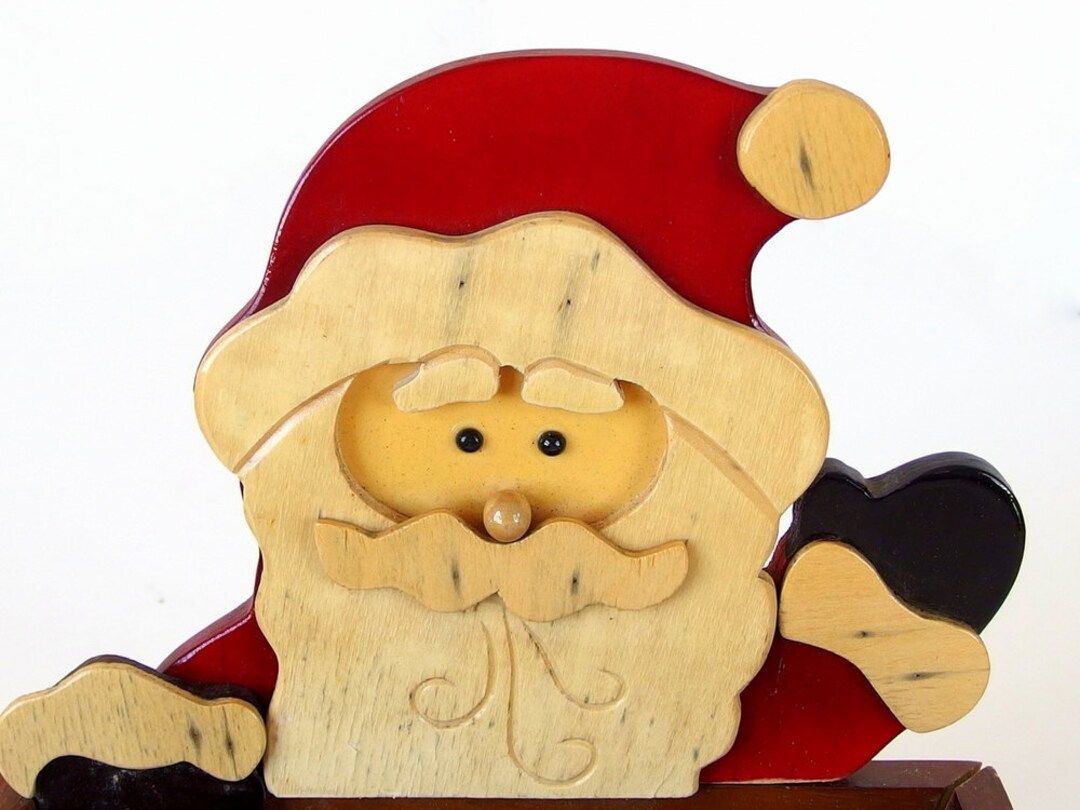 Vintage Wood Santa Card Holder - Etsy