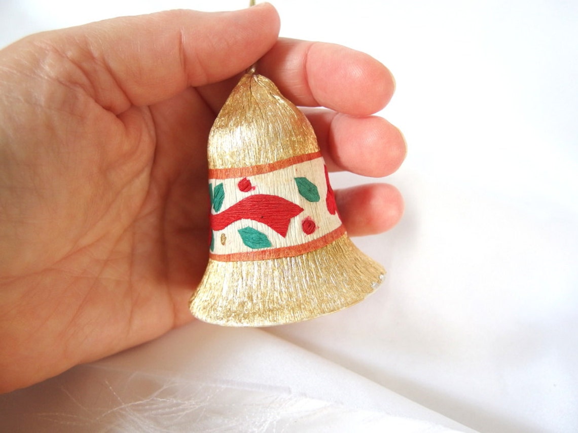 Vintage Gold Foiled Plastic Christmas Holiday Bell Ornament - Etsy