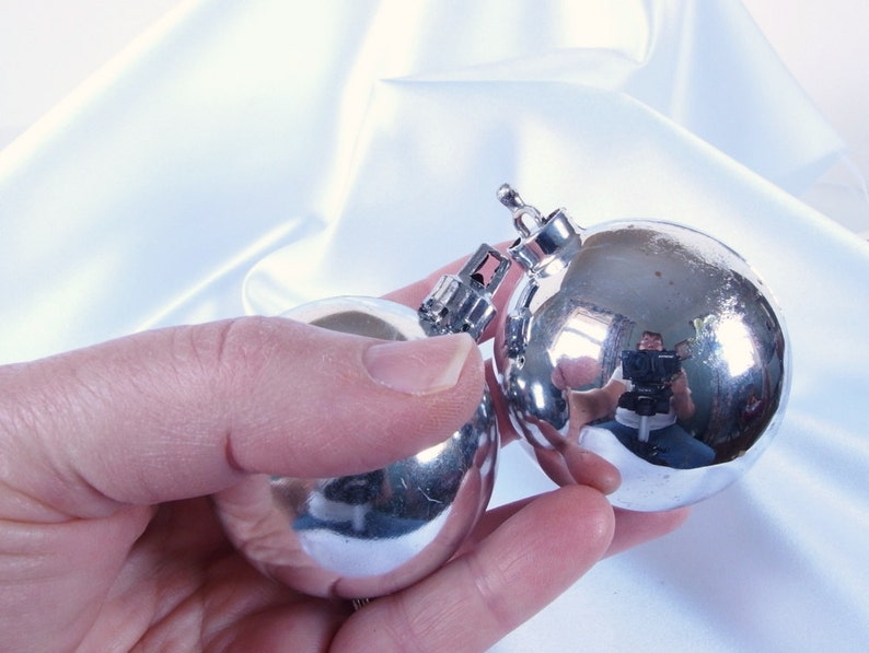4 Vintage Plastic Christmas Ornaments Small Silver Balls - Etsy