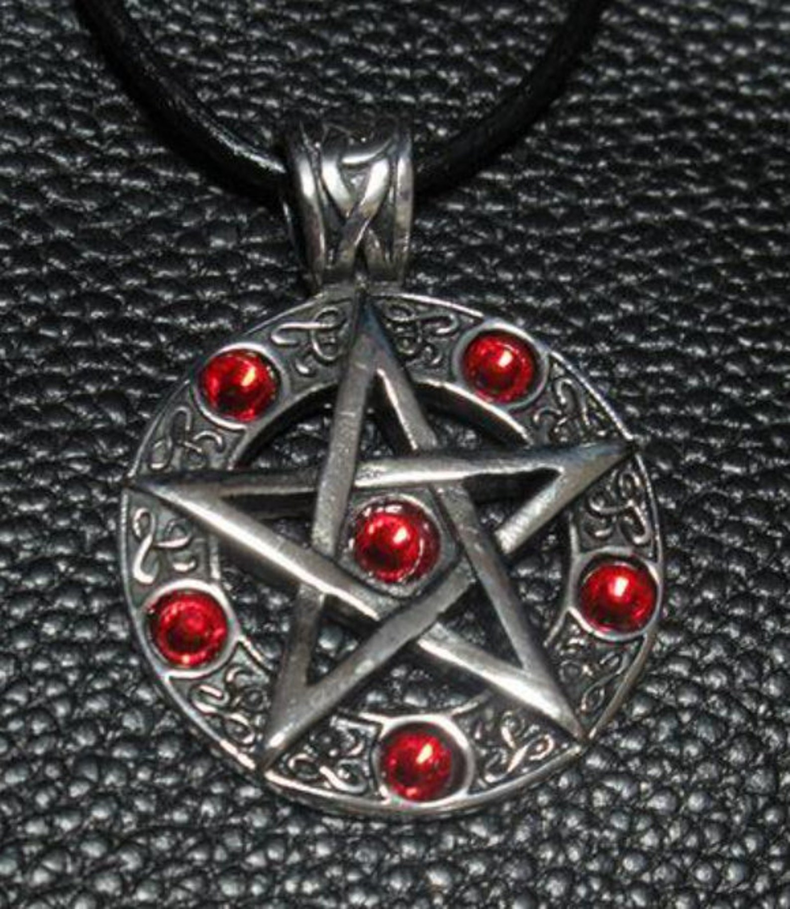 Pentagram Red Stones Pendant, Wiccan Pentacle Medallion, Dark Witch ...
