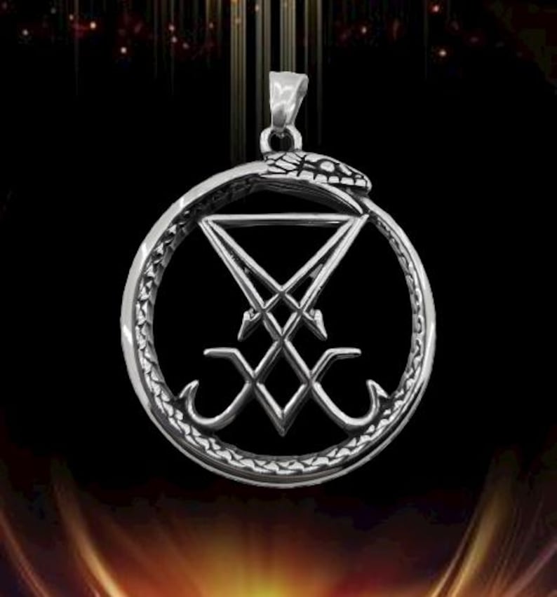 Sigil of Lucifer in Ouroboros Medallion, Illuminati Symbolic Pendant ...