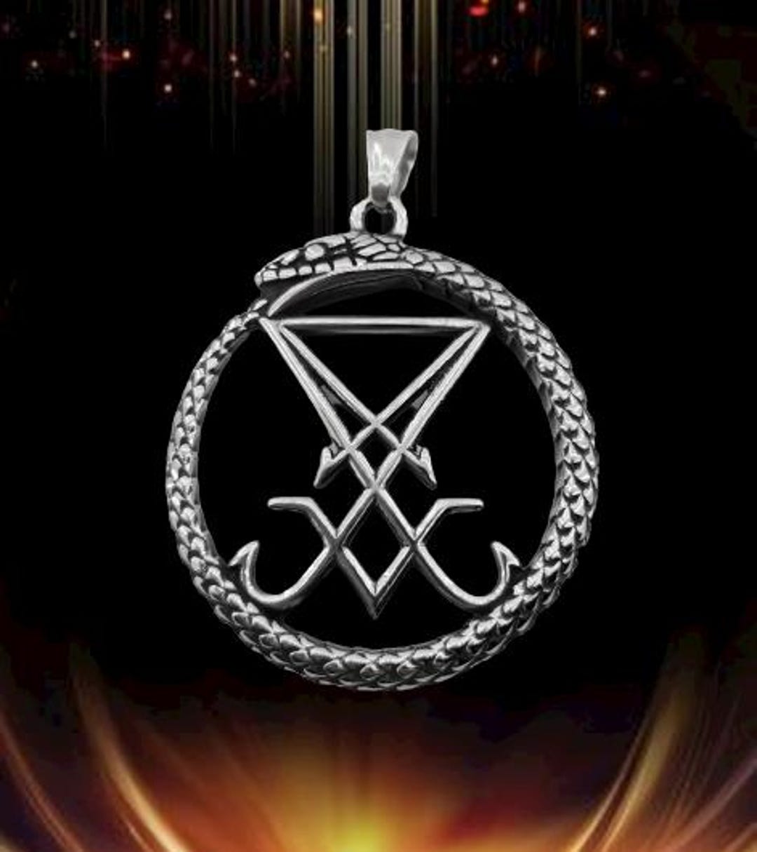 Sigil of Lucifer in Ouroboros Medallion, Illuminati Symbolic Pendant ...
