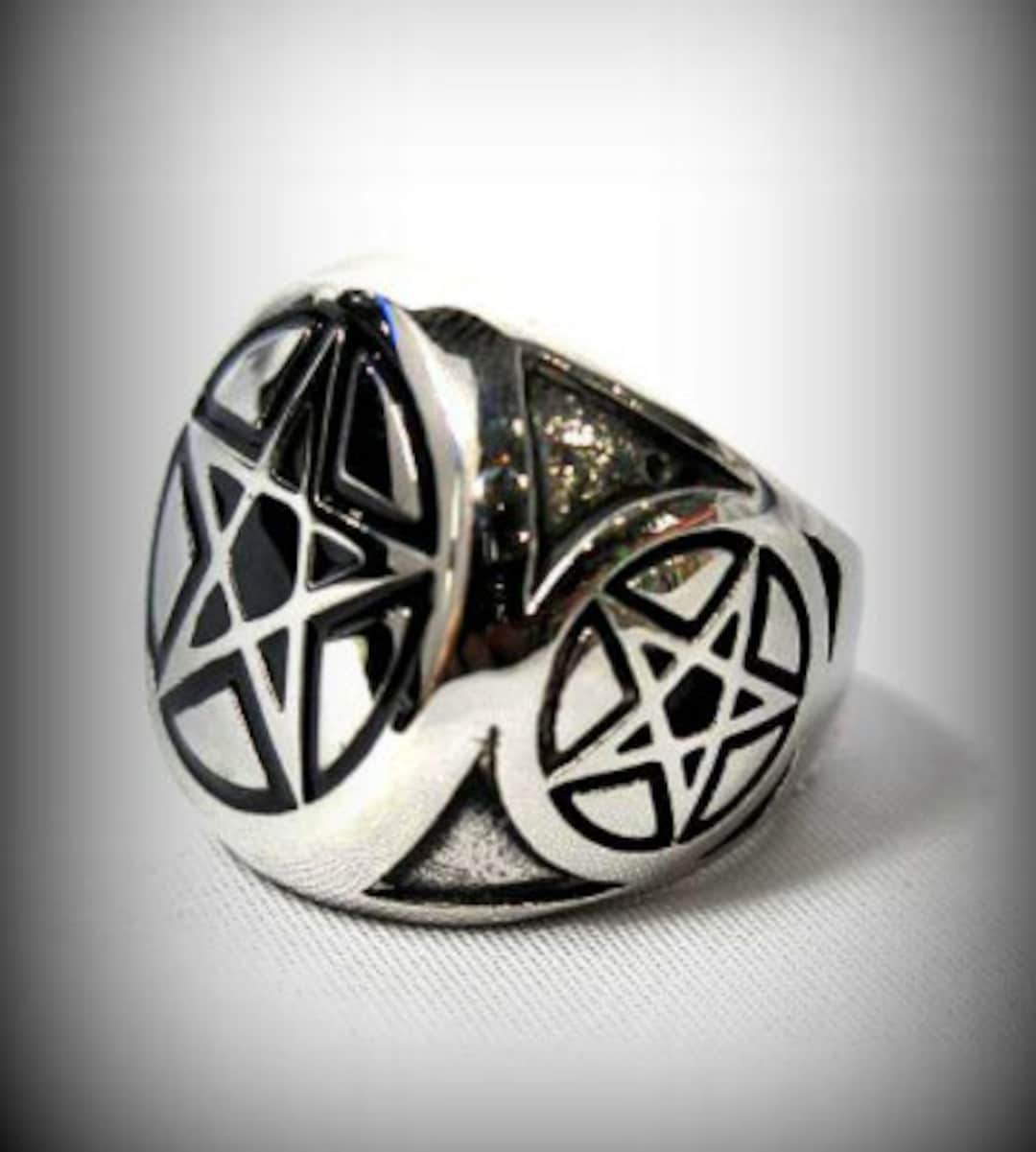Gothic Pentagram Ring, Wiccan Pentacle Ring, Dark Witch Star Ring ...