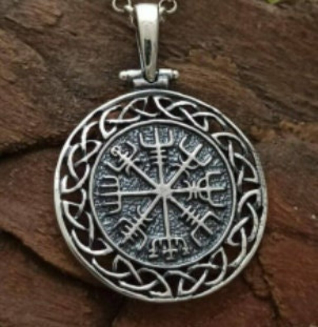 SILVER VEGVIZIR VIKING Solid Pagan Medallion, Icelandic Pagan Pendant ...