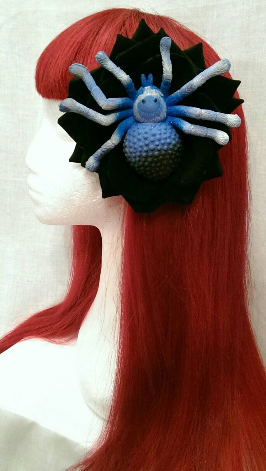 Halloween Rubber Blue Spider Super Kitsh Flower Fascinator - Etsy