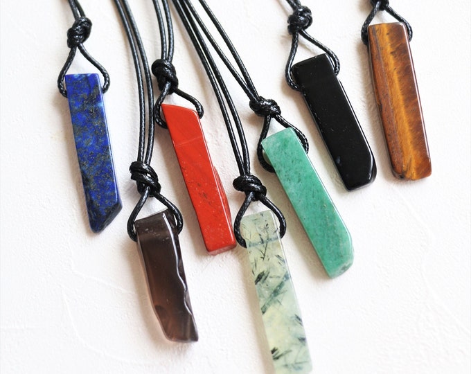 Men Crystal Necklace, Crystal Cord Necklace, Raw Crystal Necklace ...