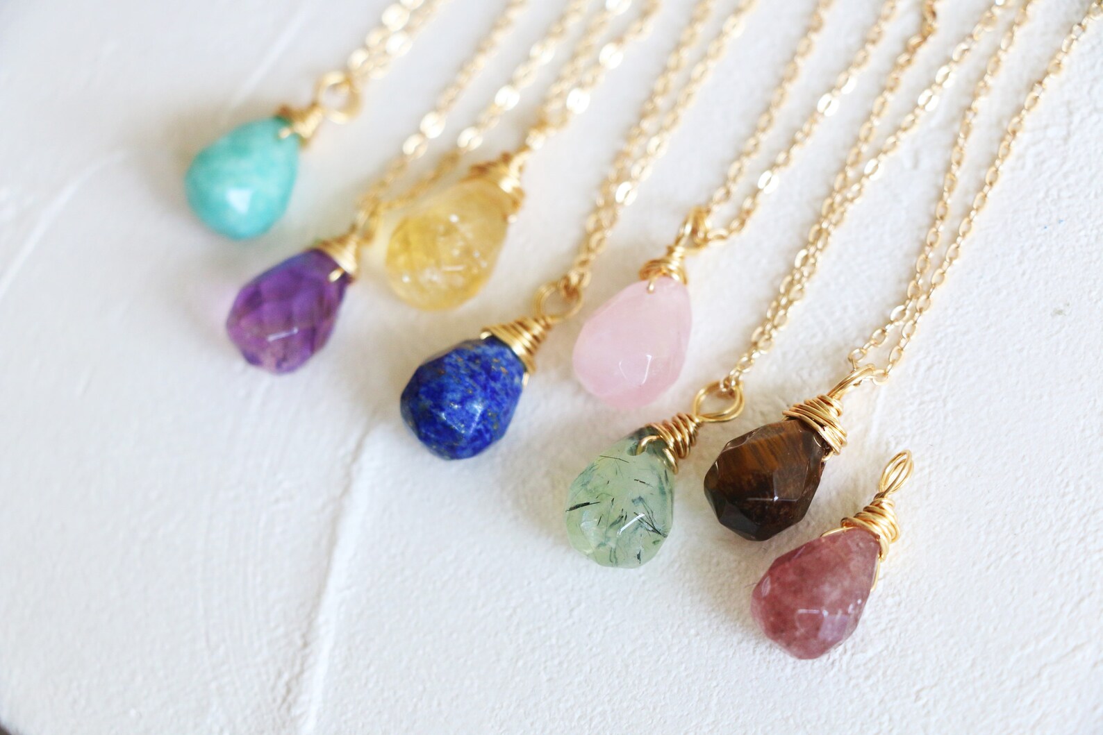Tiny Crystal Necklace, Teardrop Crystal Necklace, Natural Crystal ...