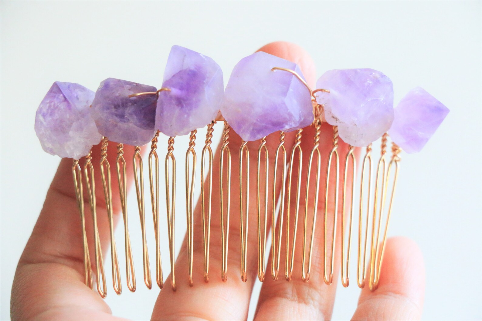 Amethyst Hair Comb Crystal Hair Comb Gemstone Hair | Etsy