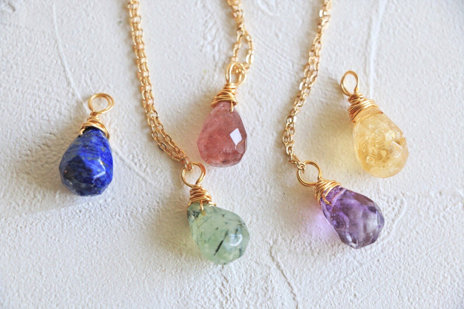 Tiny Crystal Necklace, Teardrop Crystal Necklace, Natural Crystal ...