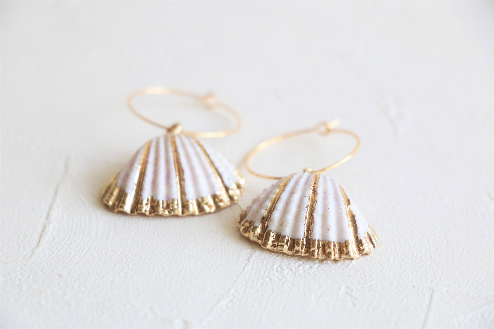 Shell Hoop Earrings Sea Shell Earrings Beach Earrings Boho - Etsy Hong Kong