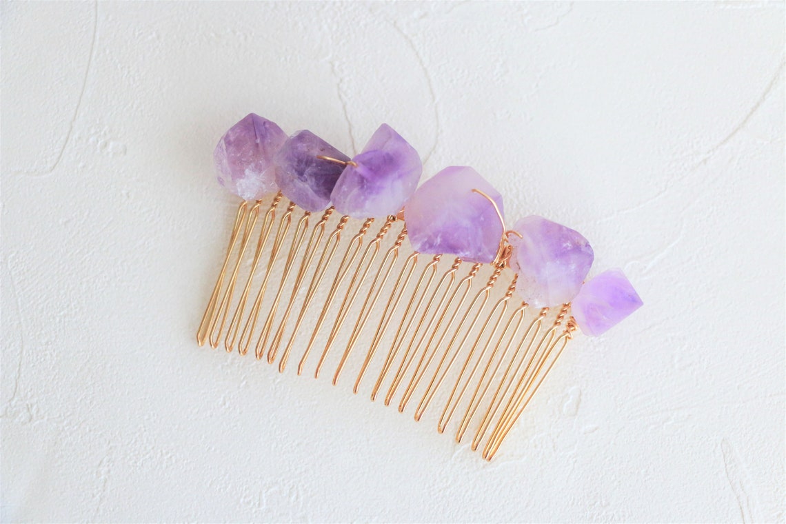 Amethyst Hair Comb Crystal Hair Comb Gemstone Hair | Etsy