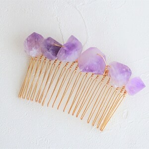 Amethyst Hair Comb, Crystal Hair Comb, Gemstone Hair Accessory, Raw ...