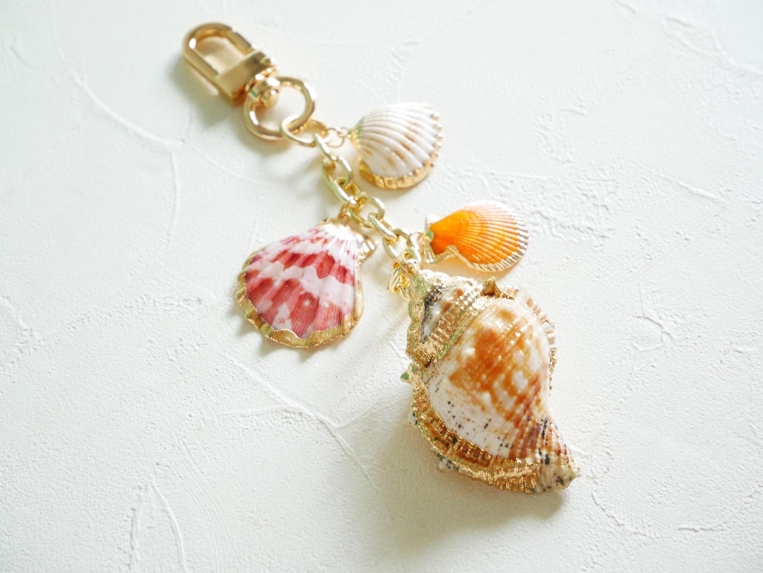 Sea Shell Keychain, Gold Shell Keychain, Natural Seashell, Ocean Gift ...