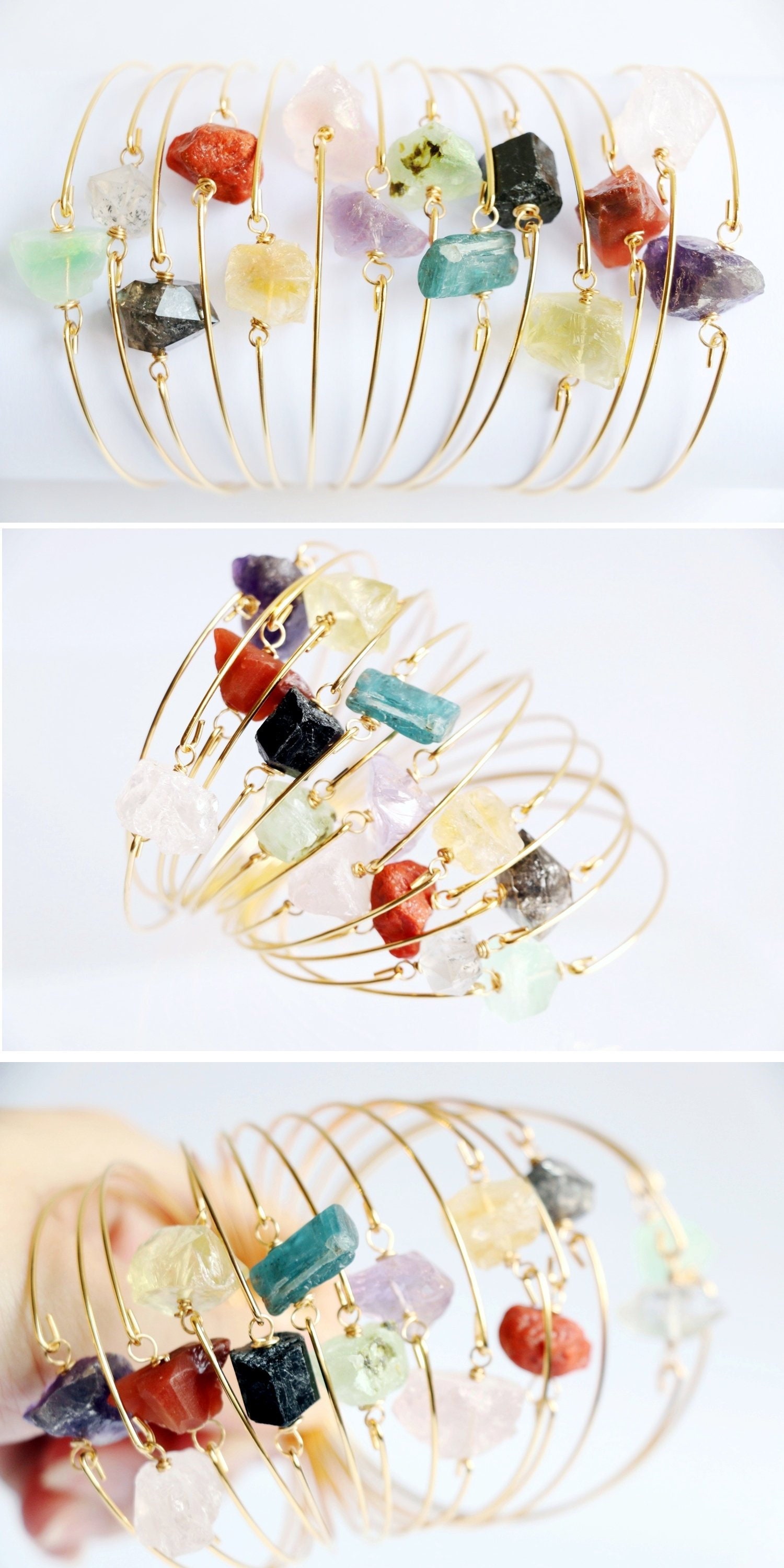 Raw Crystal Bracelet Stone Bracelet Quartz Bracelet Gemstone Bracelet ...