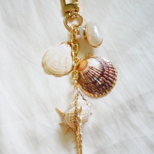 Sea Shell Keychain, Gold Shell Keychain, Natural Seashell, Ocean Gift ...