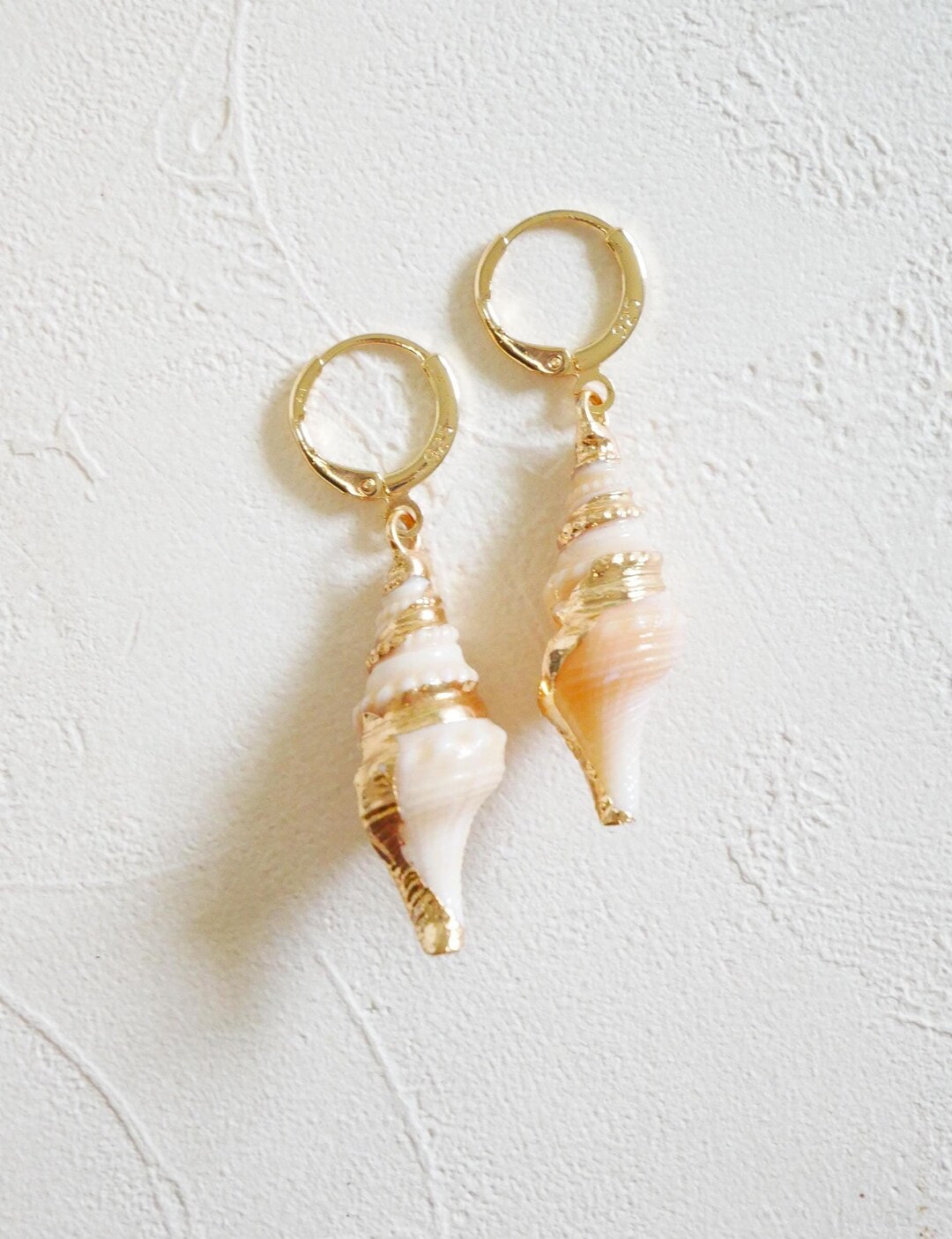 Tiny Gold Shell Hoop Earrings, Sea Shell Earrings, Beach Earrings, Boho ...