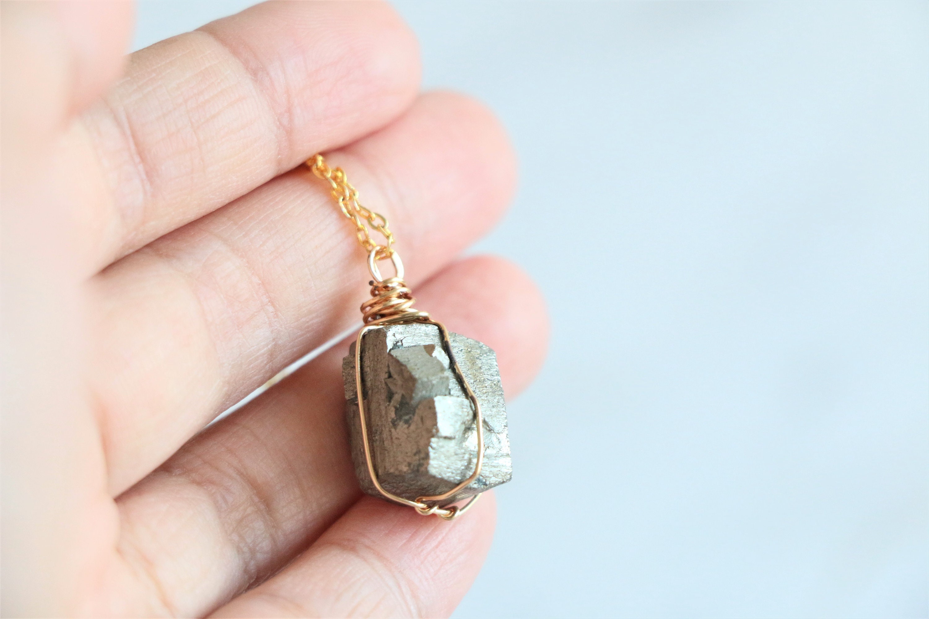 Pyrite Necklace Pyrite Pendant Raw Crystal Necklace Pyrite | Etsy