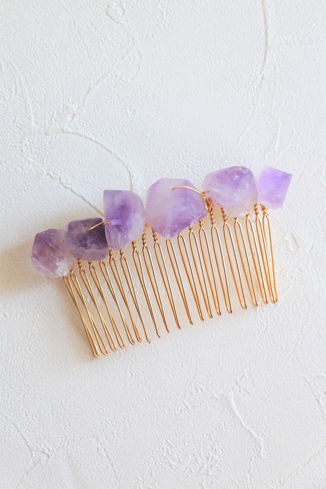 Amethyst Hair Comb, Crystal Hair Comb, Gemstone Hair Accessory, Raw ...