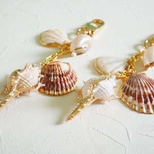 Sea Shell Keychain, Gold Shell Keychain, Natural Seashell, Ocean Gift ...