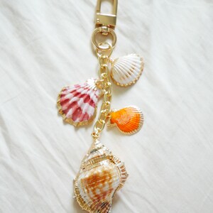 Sea Shell Keychain, Gold Shell Keychain, Natural Seashell, Ocean Gift ...