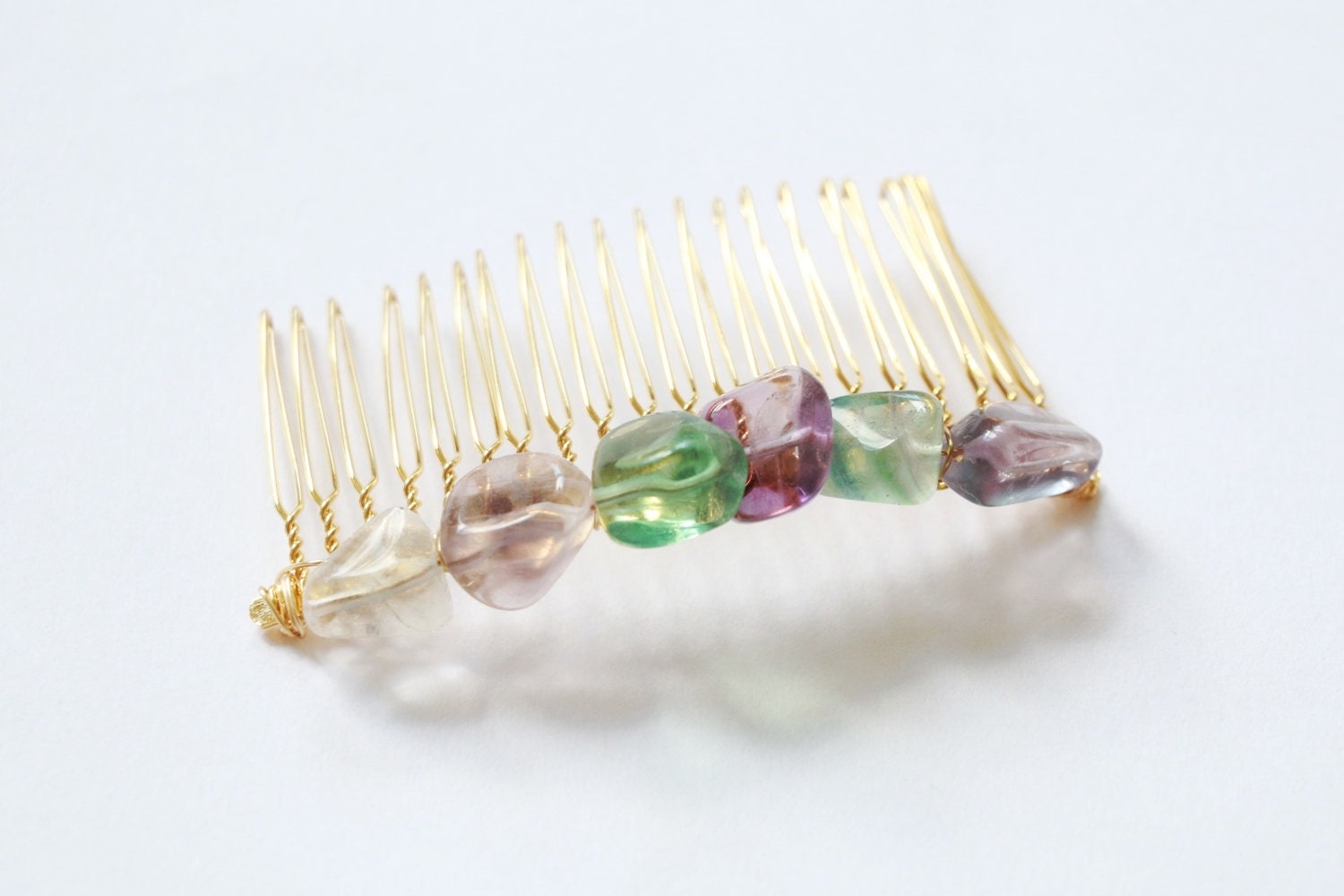 Rainbow Fluorite Hair Comb Crystal Hair Comb Gemstone Hair - Etsy