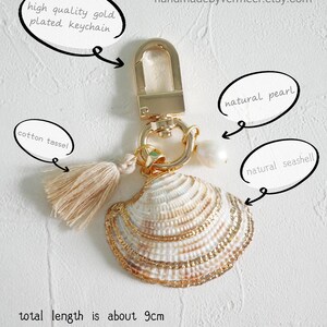 Sea Shell Tassel Keychain, Gold Shell Keychain, Natural Seashell, Ocean ...