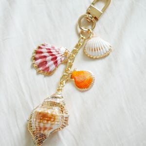 Sea Shell Keychain, Gold Shell Keychain, Natural Seashell, Ocean Gift ...