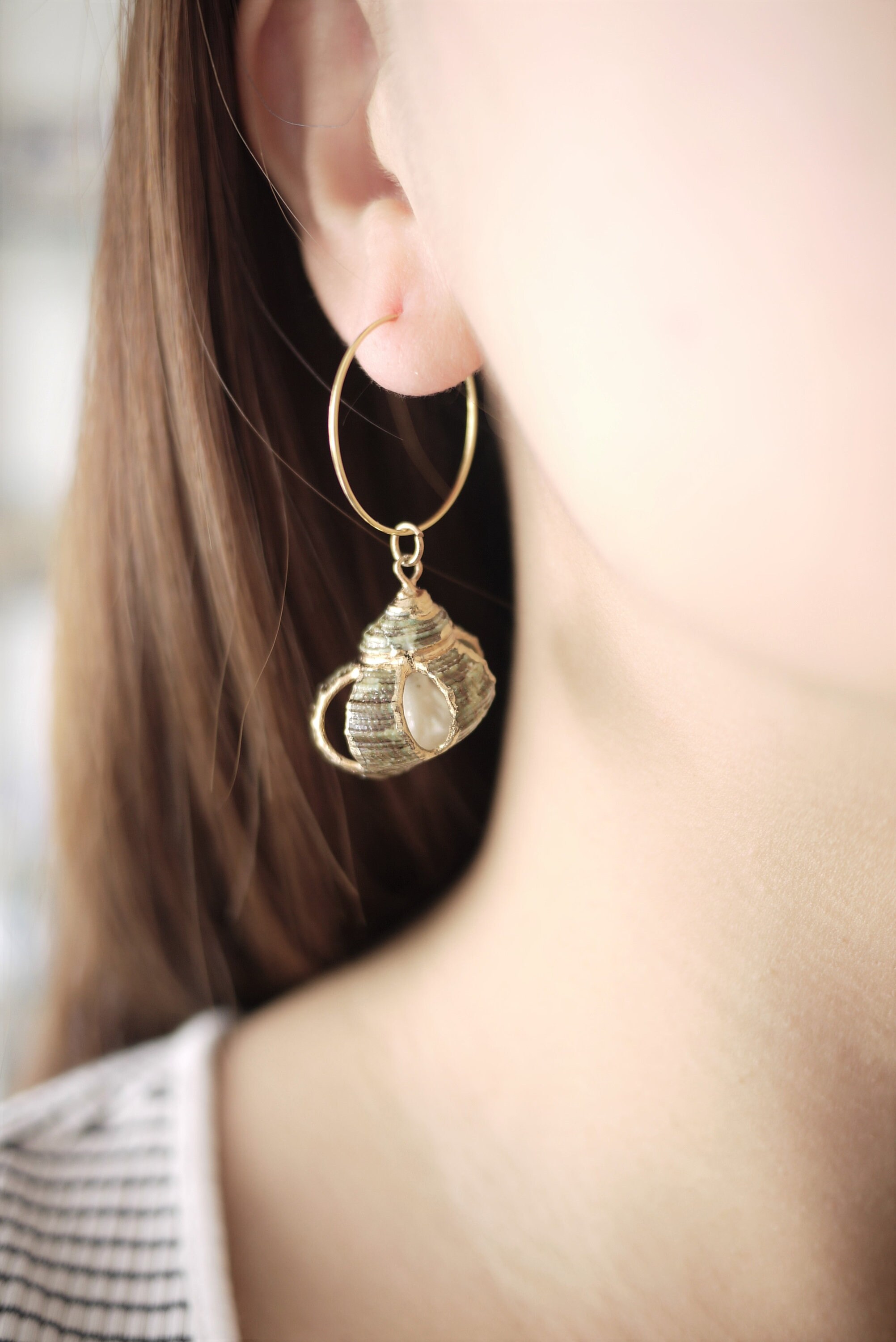 Shell Hoop Earrings Sea Shell Earrings Beach Earrings Boho - Etsy UK